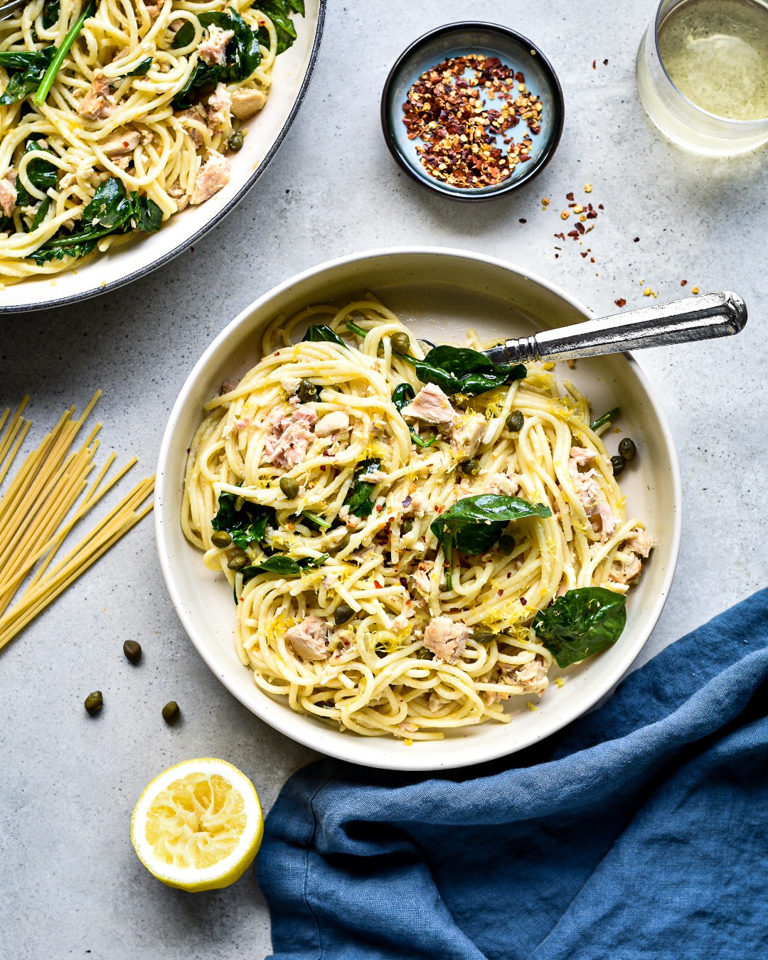 Lemony Tuna Spinach Spaghetti - UncomplicatedChef
