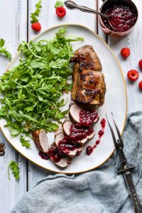 Roasted Pork Tenderloin with Raspberry Jalapeno Sauce