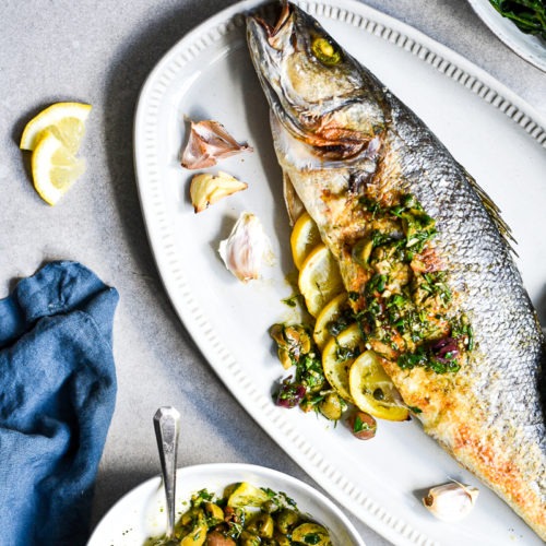 Baked Whole Fish with Olive Relish - UncomplicatedChef