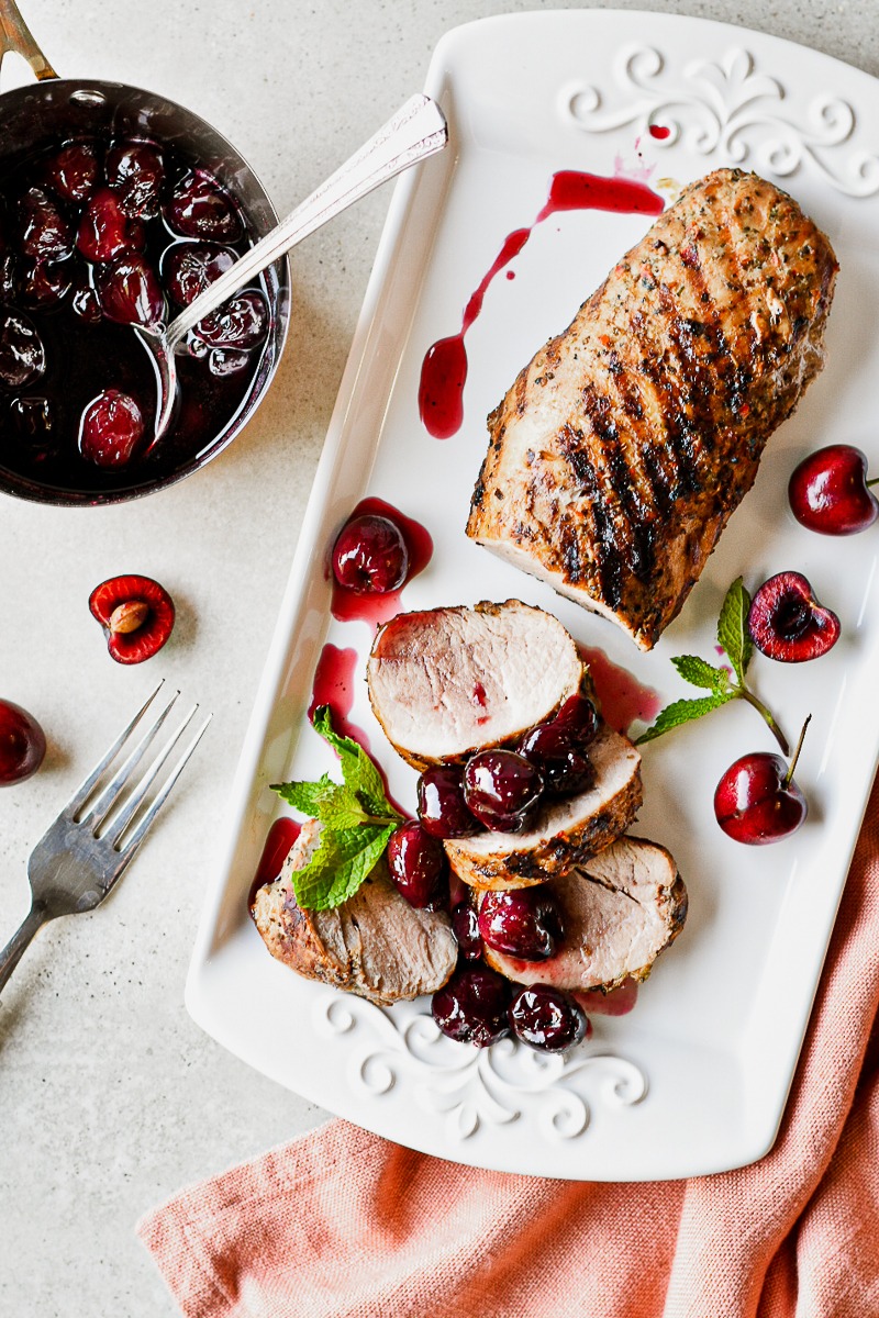 Grilled Pork Loin with Bourbon Cherry Compote - UncomplicatedChef