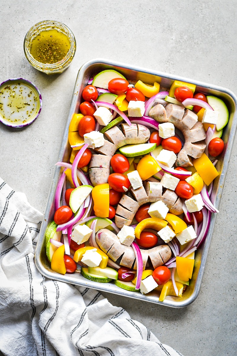 Greek Sausage Sheet Pan Dinner - UncomplicatedChef