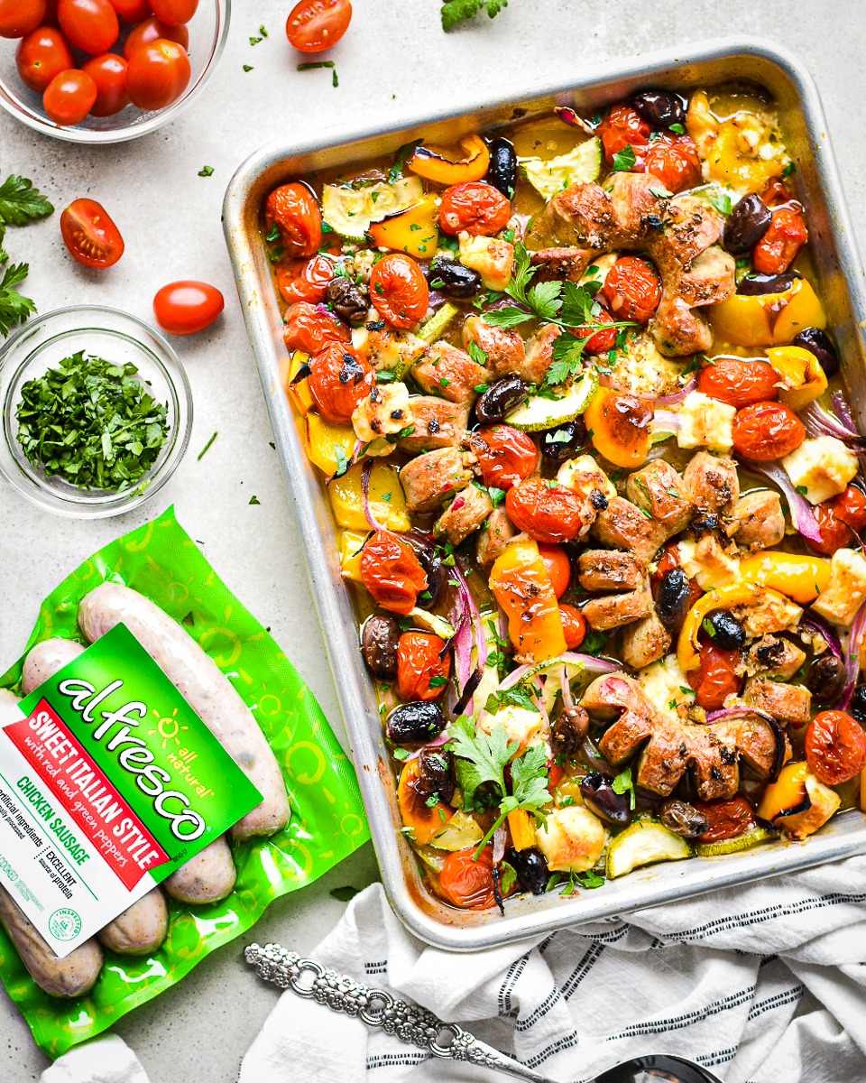 Greek Sausage Sheet Pan Dinner - UncomplicatedChef