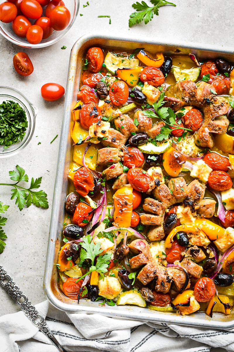 Greek Sausage Sheet Pan Dinner - UncomplicatedChef