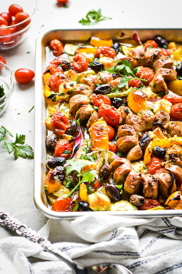 Greek Sausage Sheet Pan Dinner - UncomplicatedChef