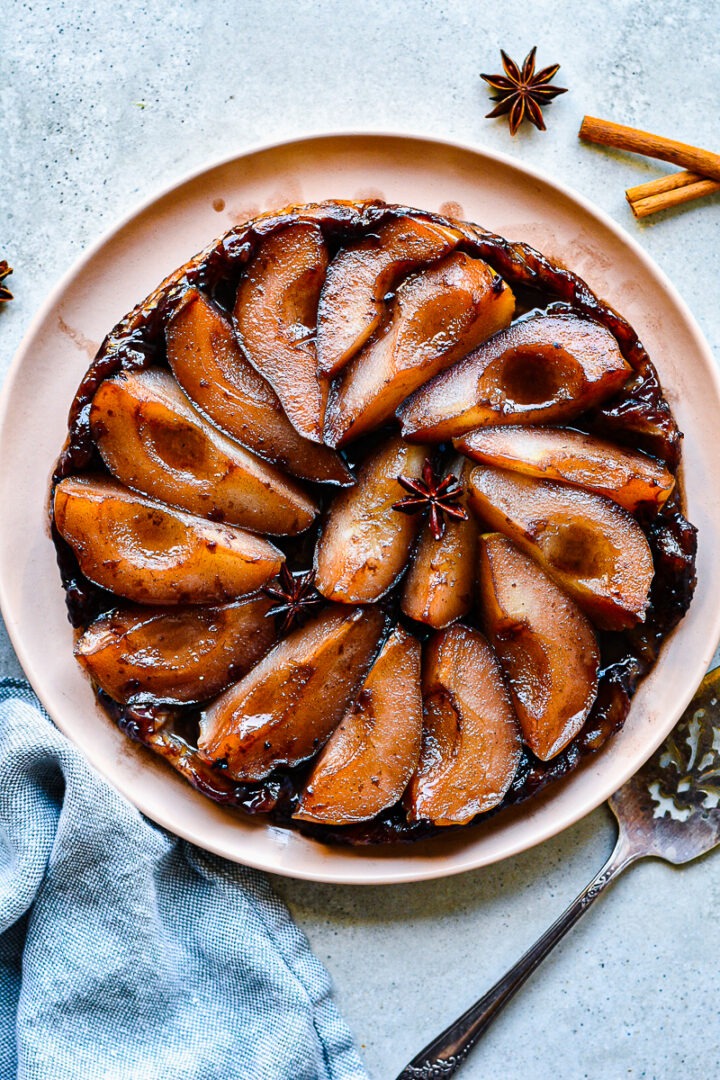 Red Wine Pear Tart Tatin - UncomplicatedChef
