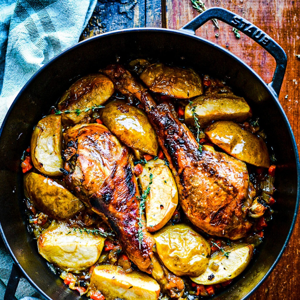 Braised Turkey Legs with Apples - UncomplicatedChef