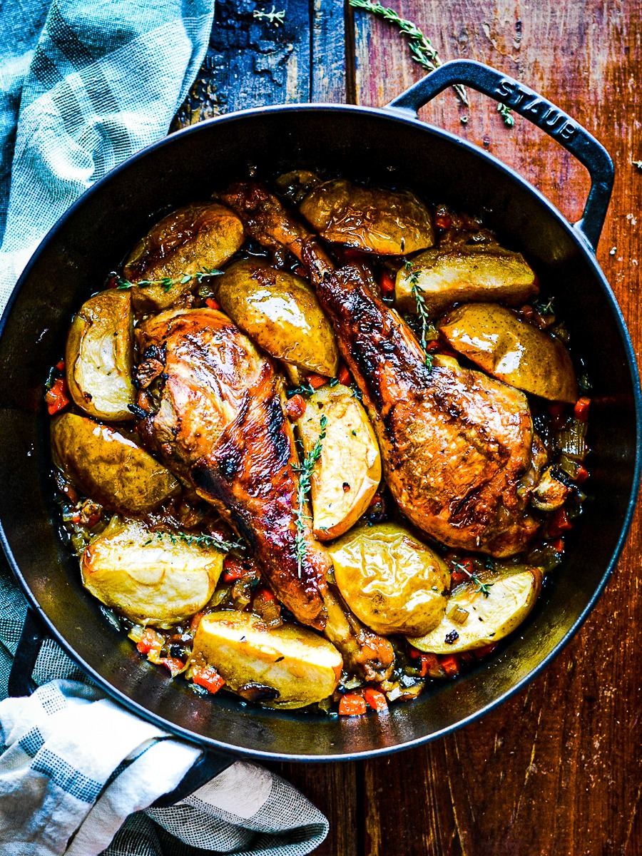 Braised Turkey Legs with Apples - UncomplicatedChef